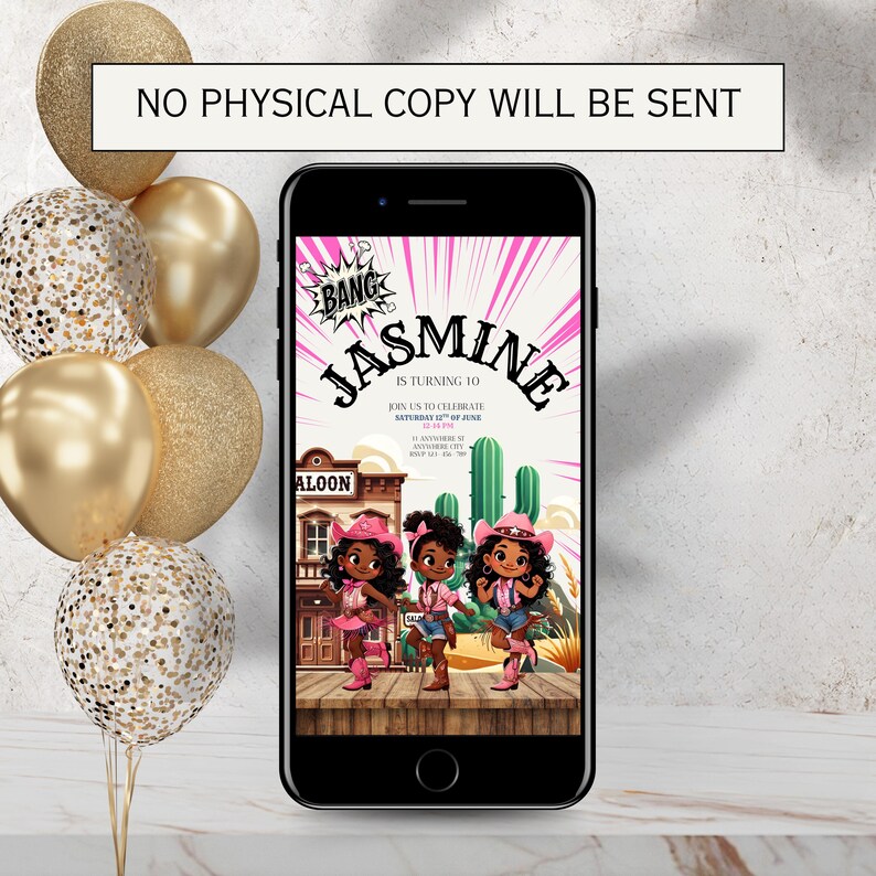 Cowgirl Birthday Invitation – Pink Western Party Editable Canva ...