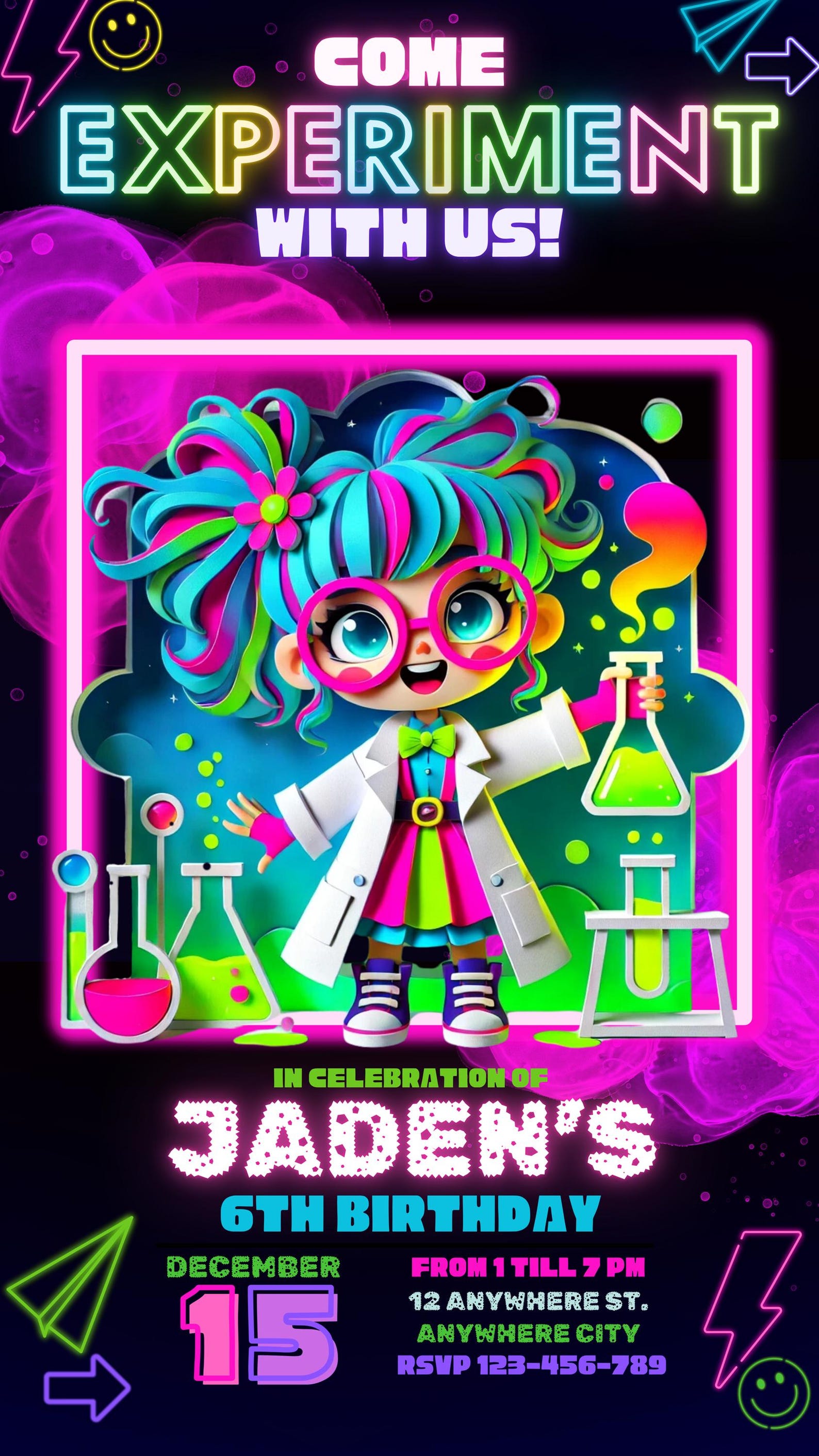 Editable Science Birthday Invitation, STEM Party (digital Download) - Etsy