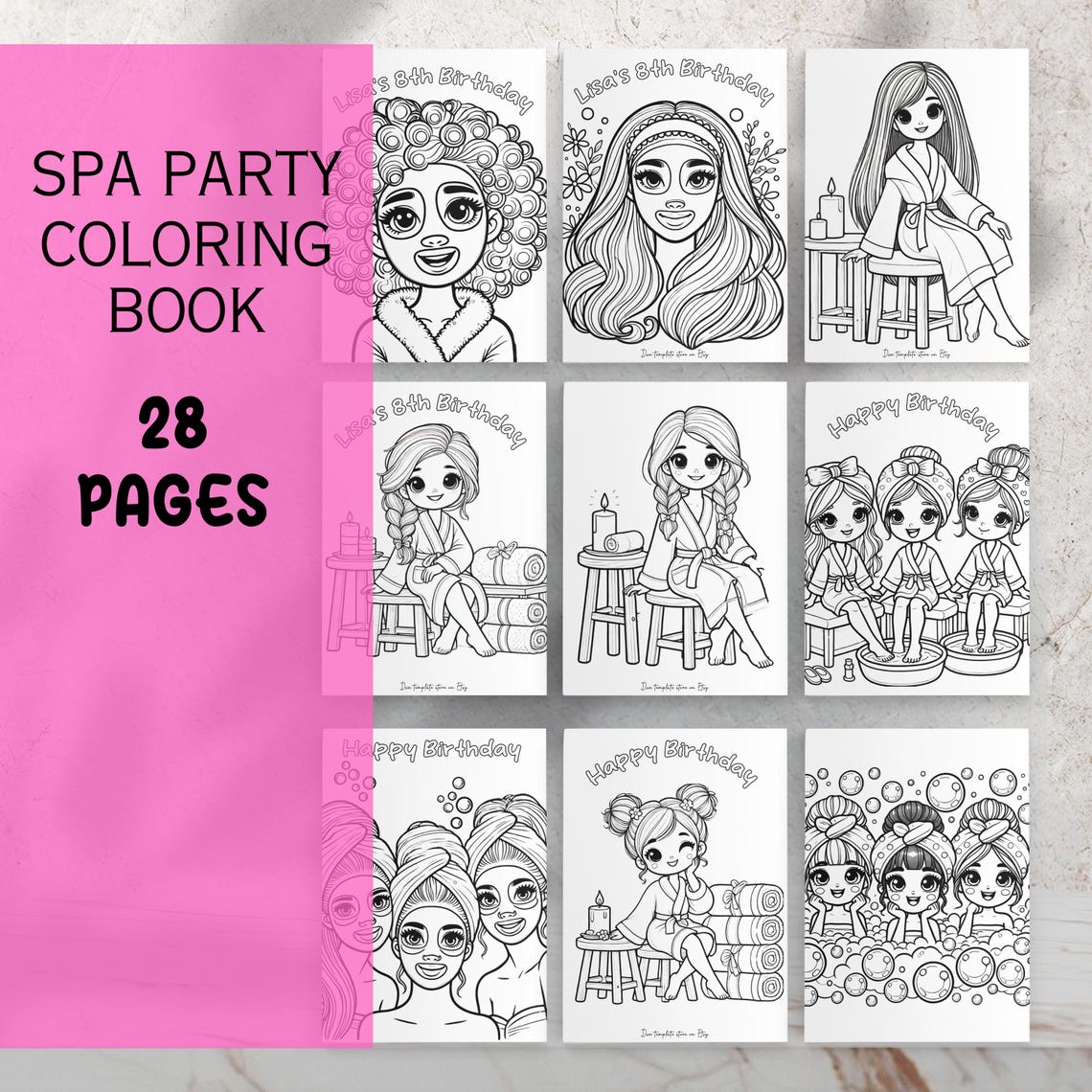 Spa Party Coloring Book | Printable Girls’ Birthday Activity | Self ...