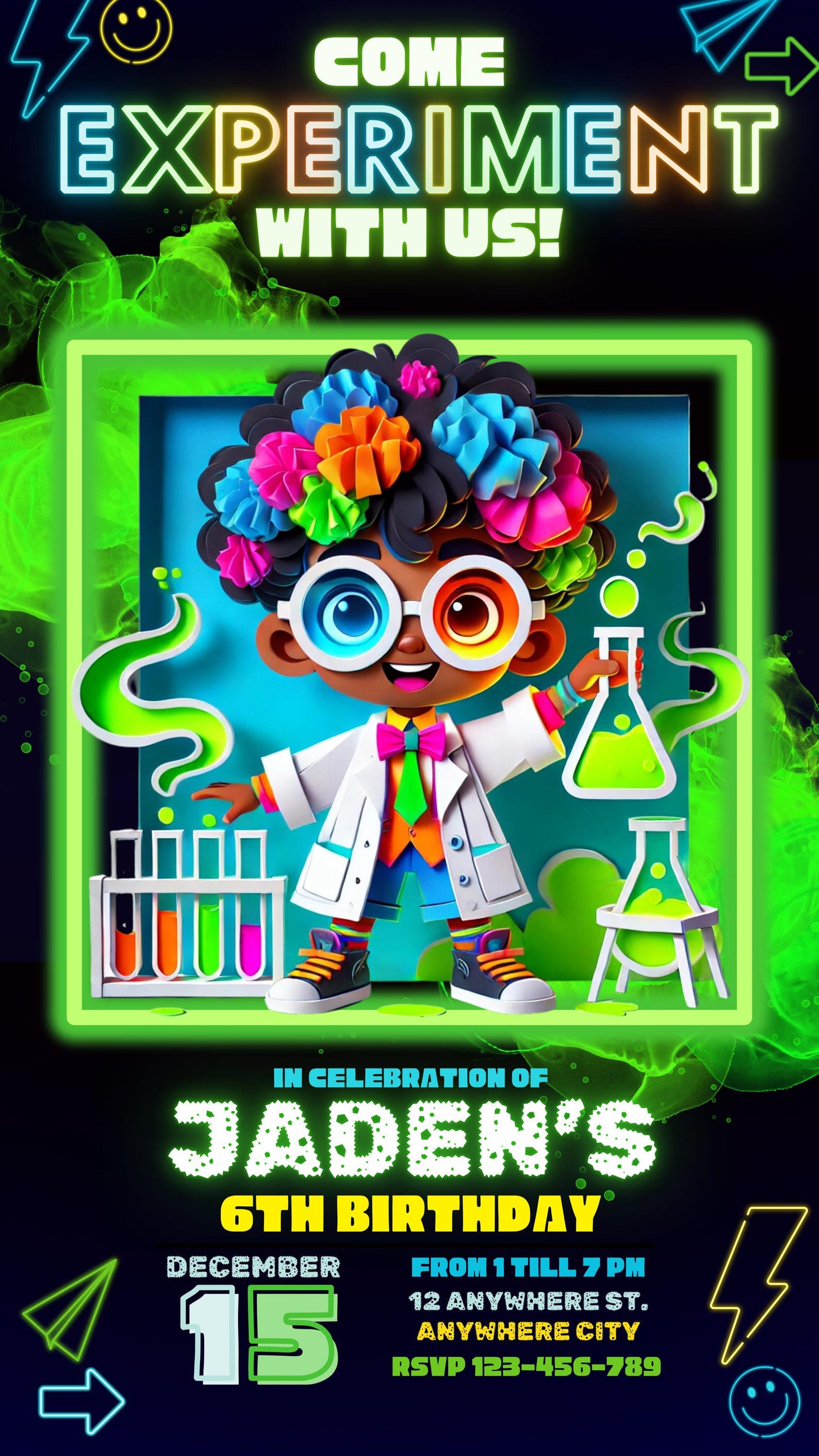 Editable Science Birthday Invitation, STEM Party (digital Download) - Etsy