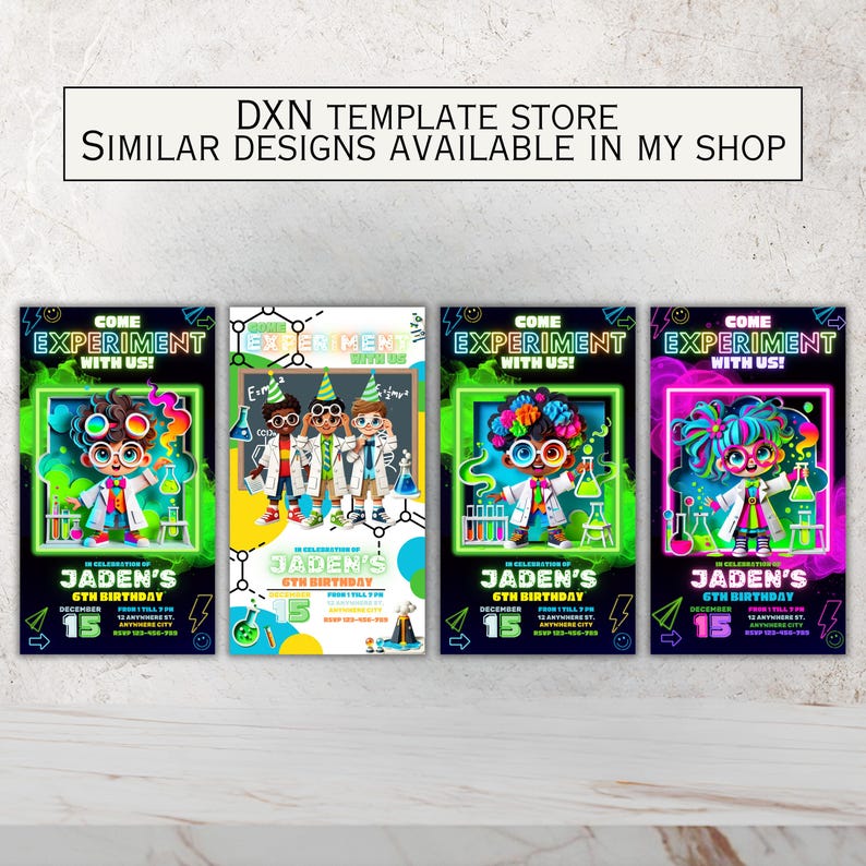 Editable Science Boys Birthday Invitation STEM Experiment Party ...