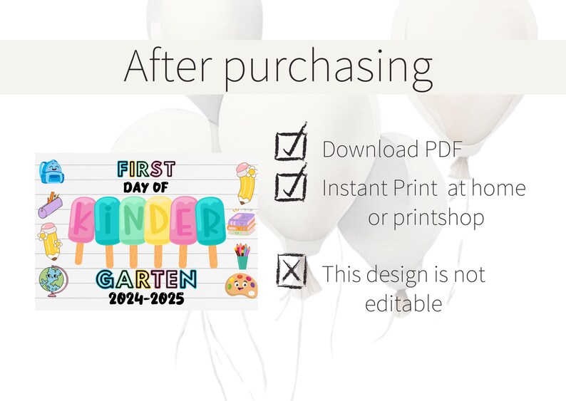 First Day of Kindergarten Sign 2024-2025 | Printable Back-to-school ...