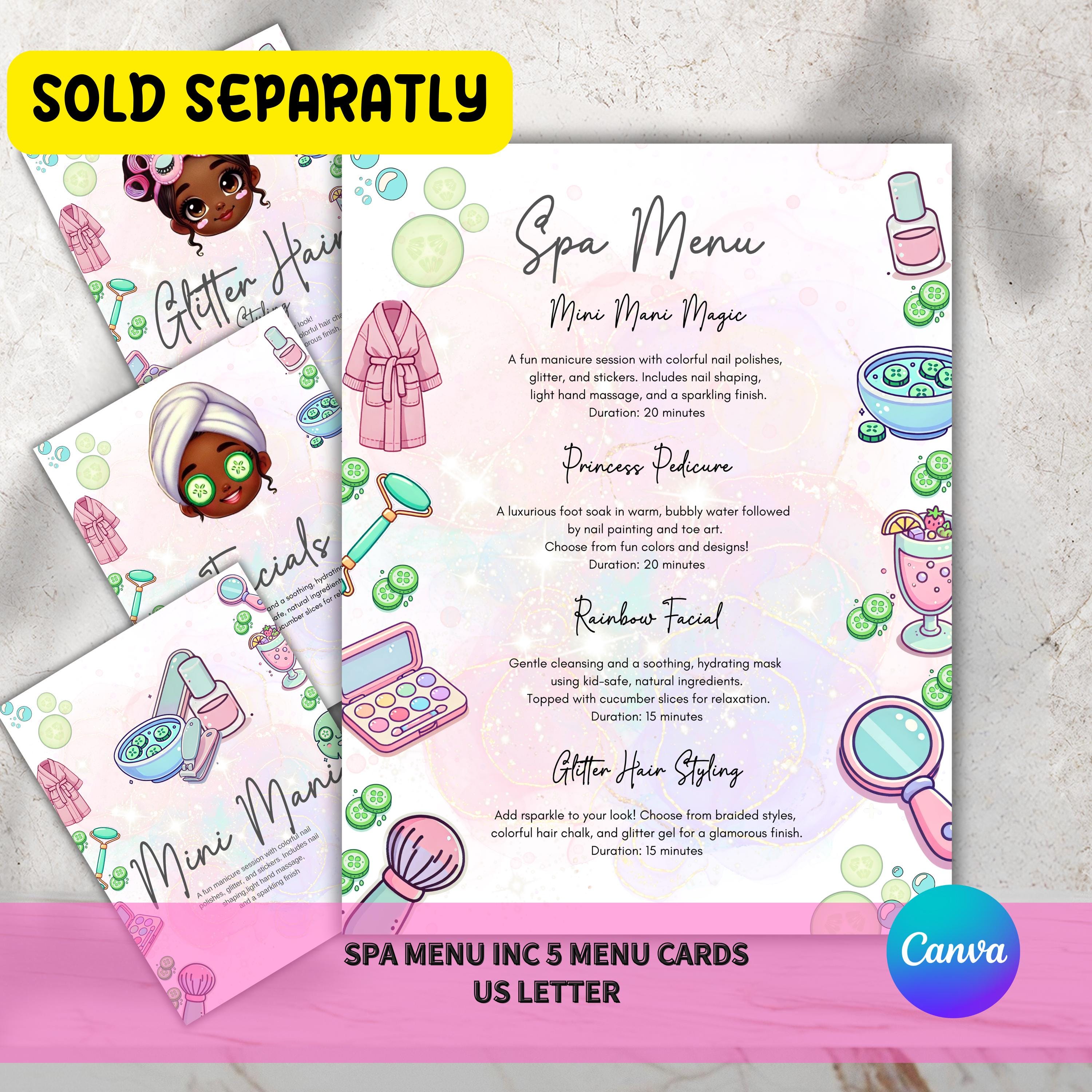 Editable Spa Party Signs - 10 Printable Canva Templates for DIY Spa ...