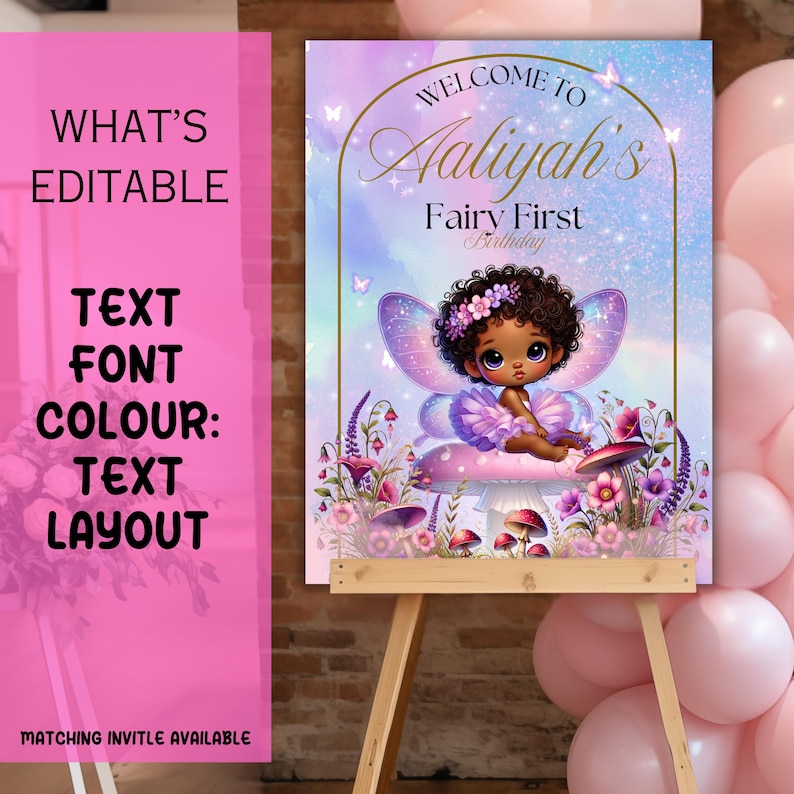 Fairy First Birthday Welcome Sign | Enchanted Garden Party Decor ...
