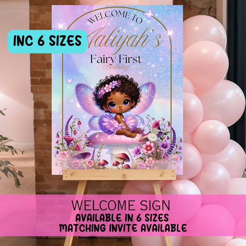 Fairy First Birthday Welcome Sign | Enchanted Garden Party Decor ...