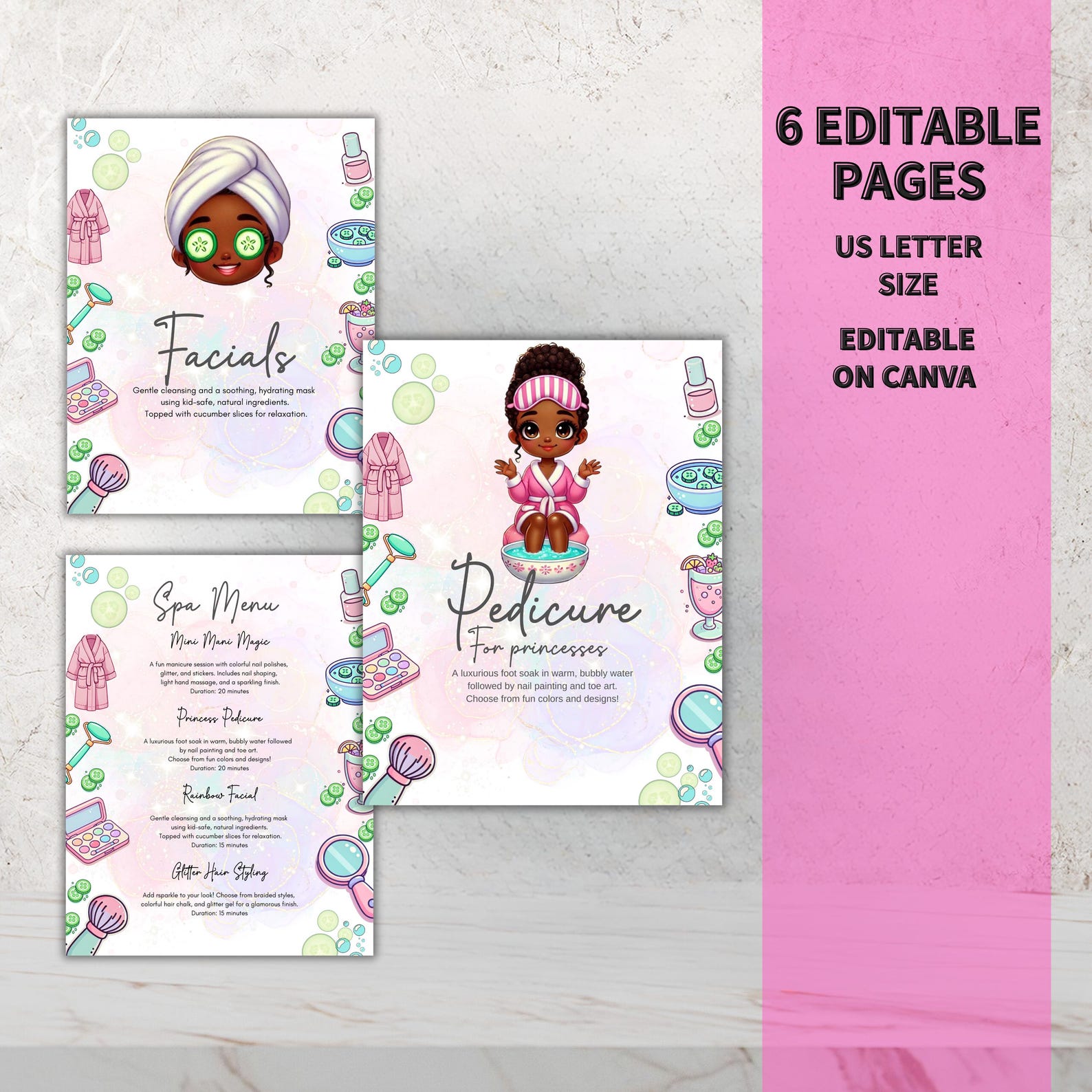 Editable Kids Spa Menu Template | Printable Spa Party Menu for Girls ...