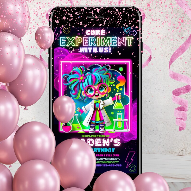 Editable Science Birthday Invitation STEM Experiment Party Template Mad ...