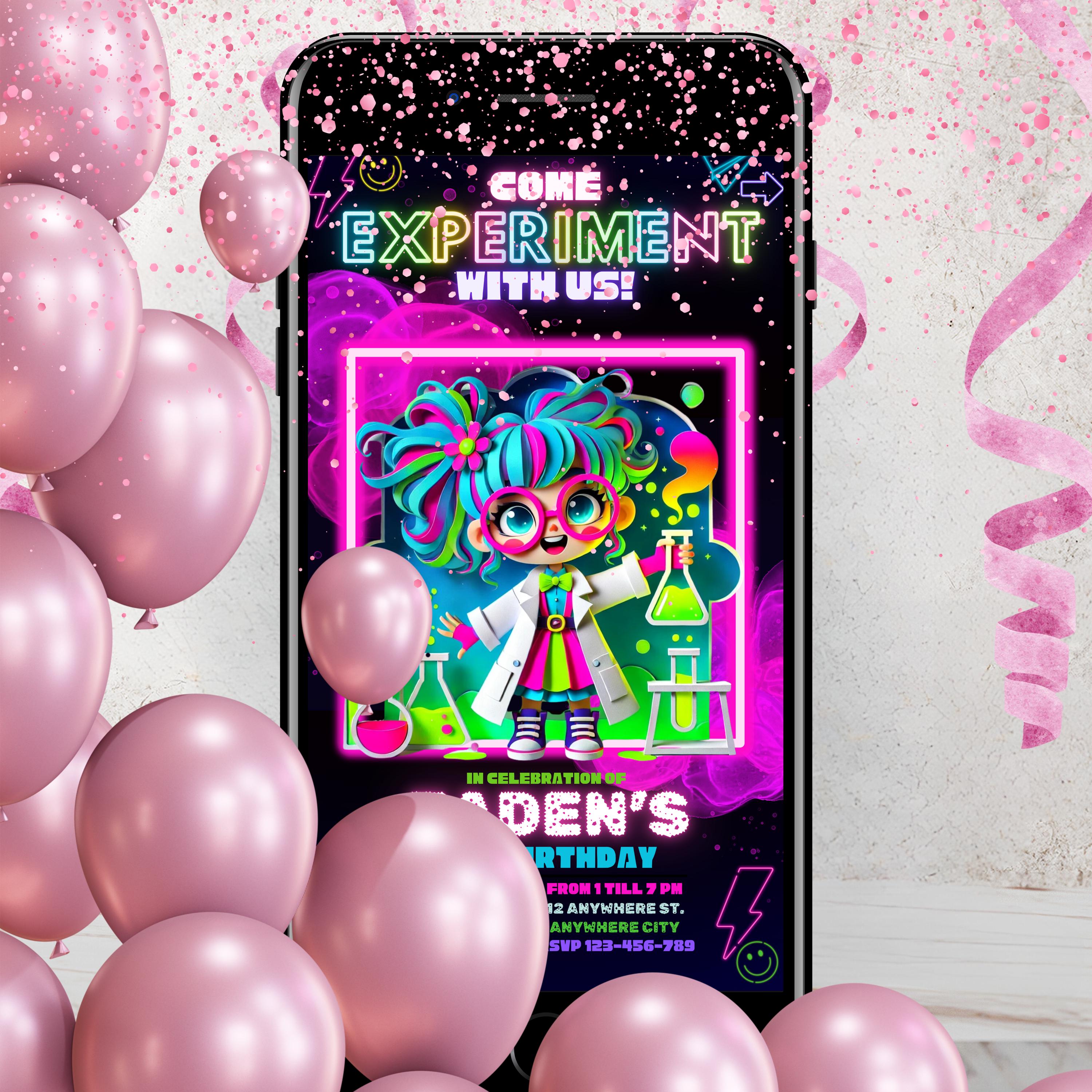 Editable Science Birthday Invitation STEM Experiment Party Template Mad ...