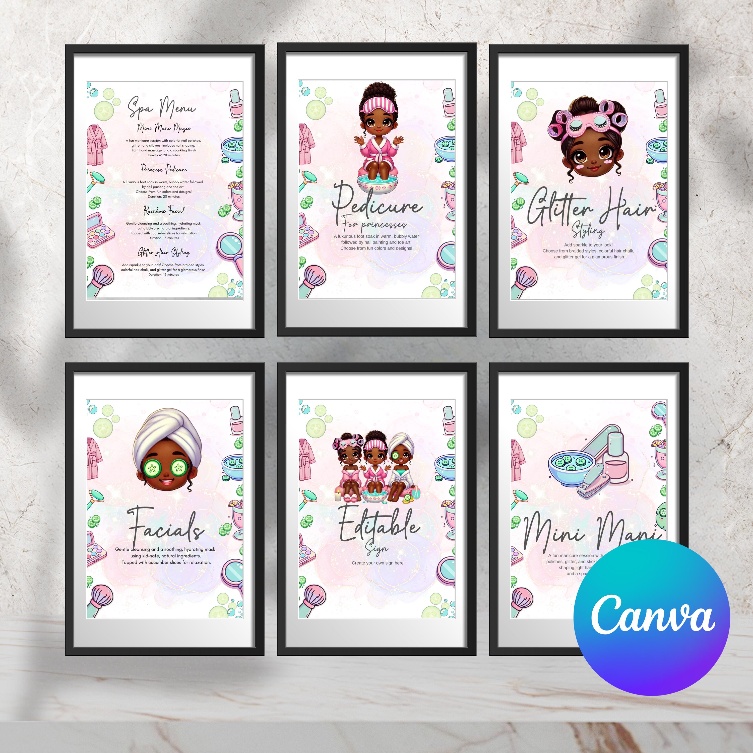 Editable Kids Spa Menu Template | Printable Spa Party Menu for Girls ...