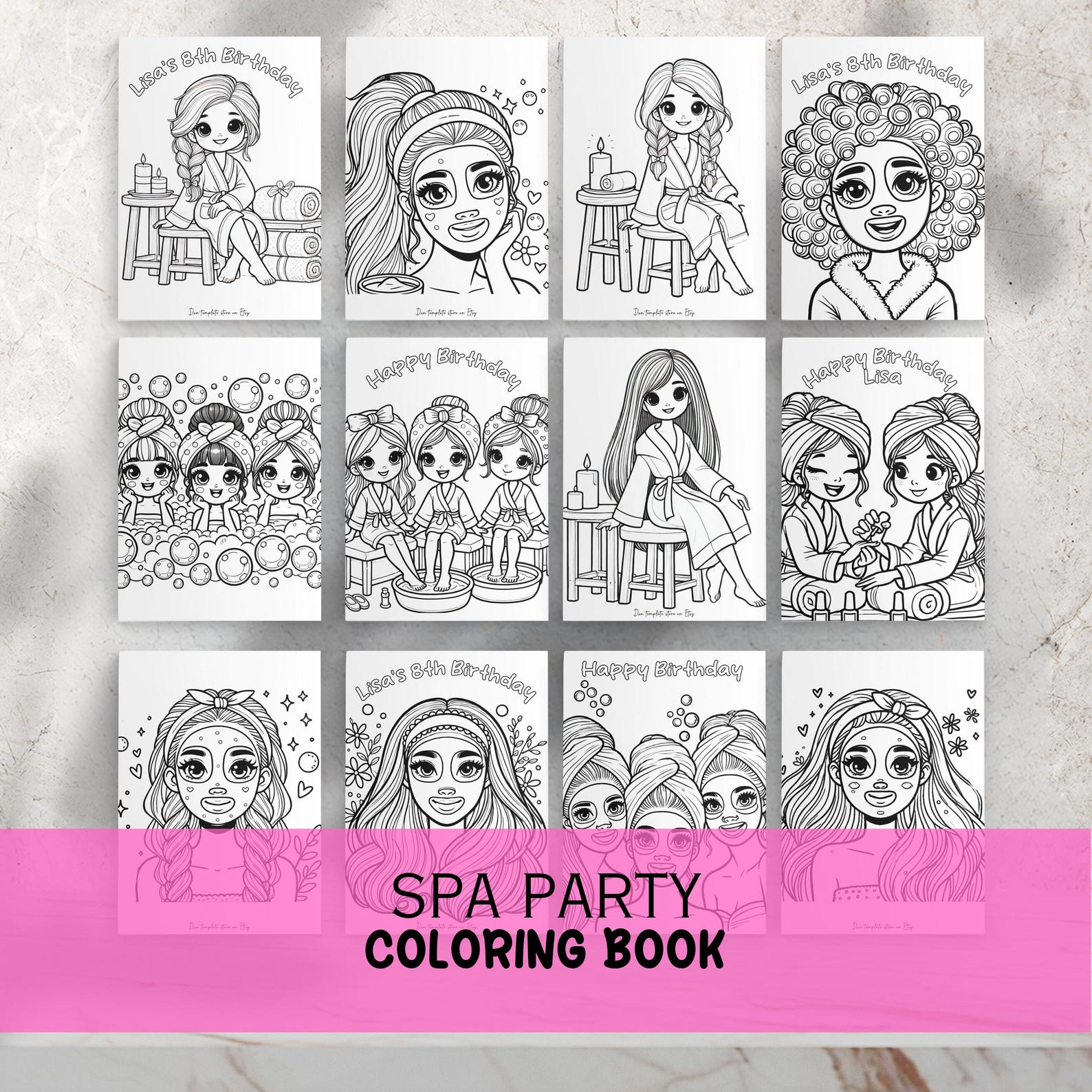 Spa Party Coloring Book | Printable Girls’ Birthday Activity | Self ...