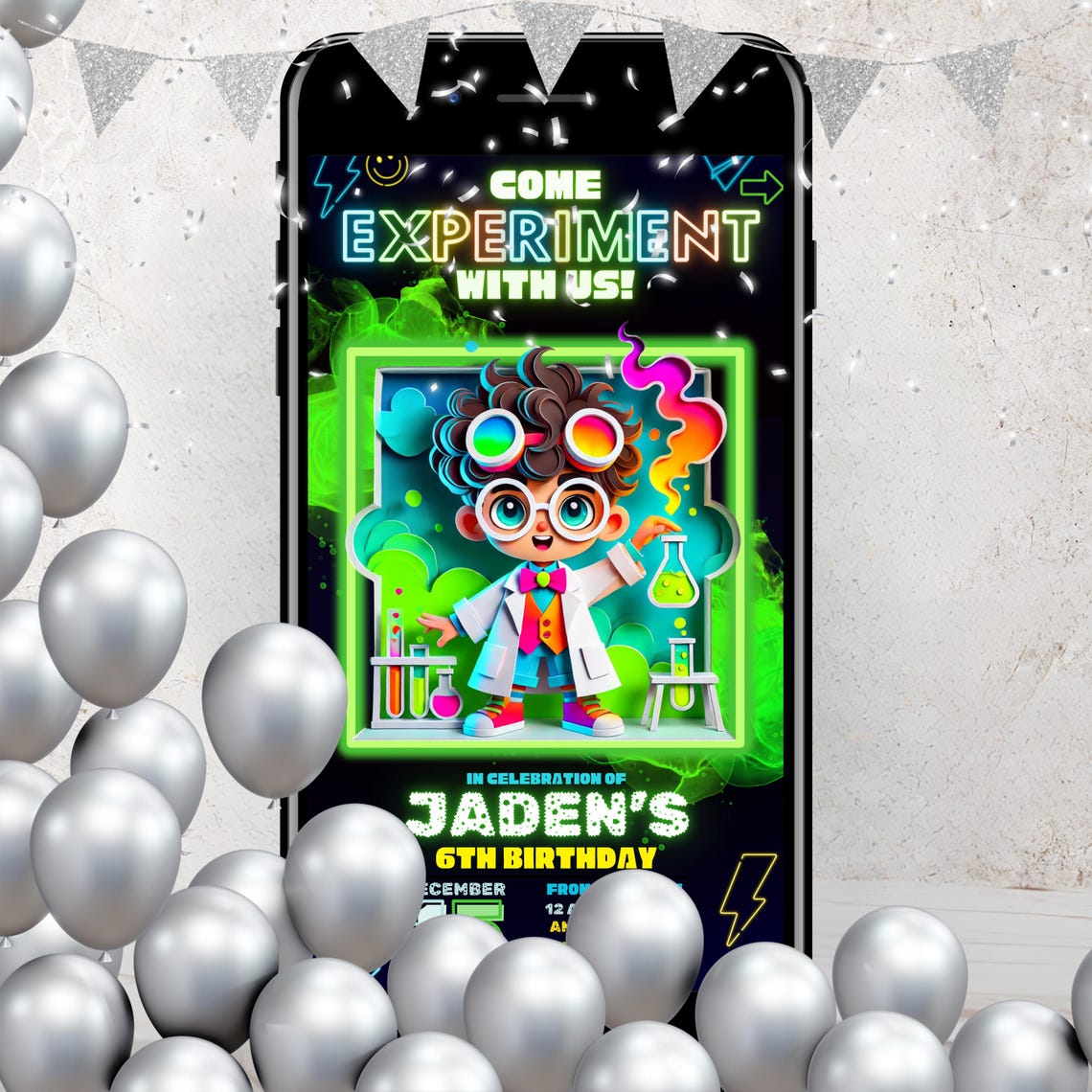 Editable Science Birthday Invitation, STEM Party (digital Download) - Etsy
