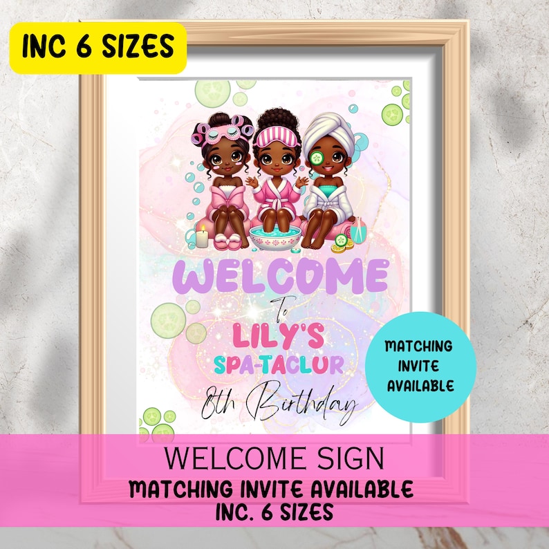 Editable Spa Party Welcome Sign, Girls Spa Birthday Printable, Kids ...