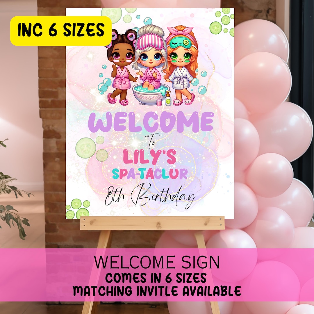 Editable Spa Party Welcome Sign, Girls Spa Birthday Printable, Kids ...