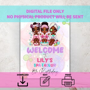 Editable Spa Party Welcome Sign, Girls Spa Birthday Printable, Kids ...