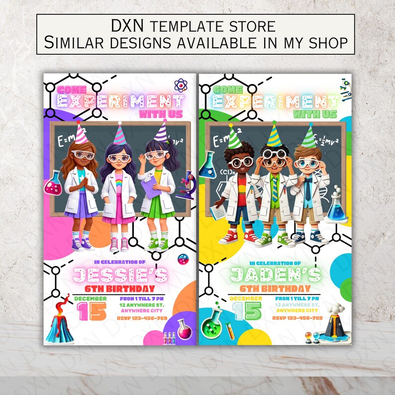 Personalized Science Birthday Invitation STEM Experiment Party Invite ...