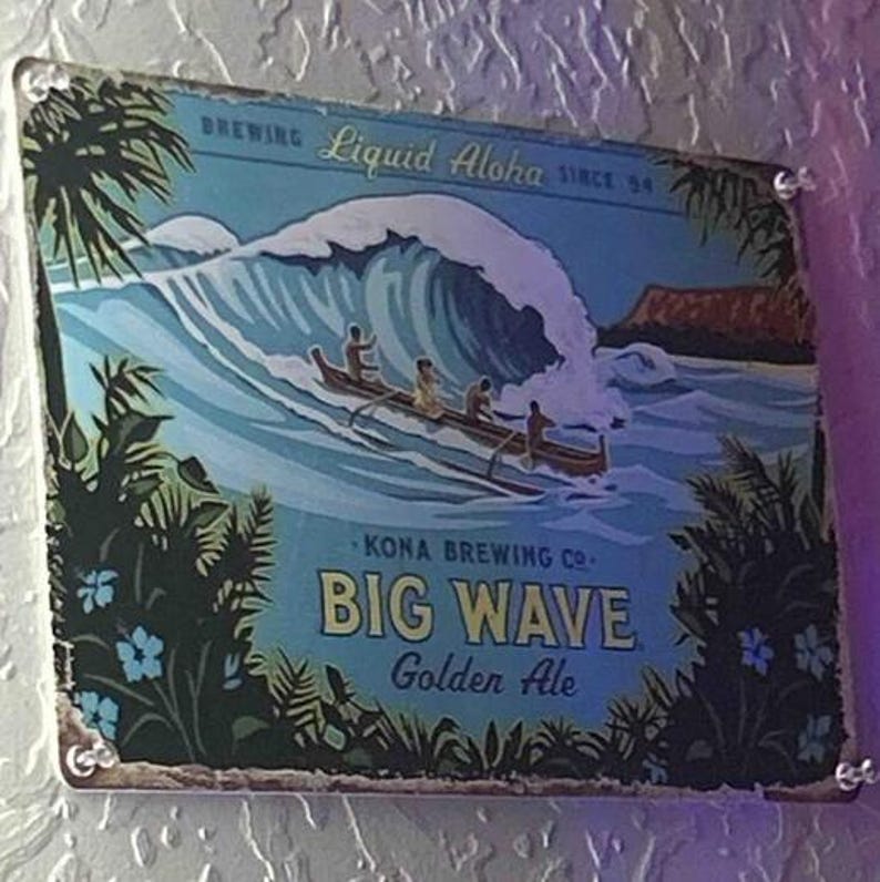 Kona Big Wave Beer Tin Sign: Retro Bar Decor, 8x12 Metal Wall Art - Etsy