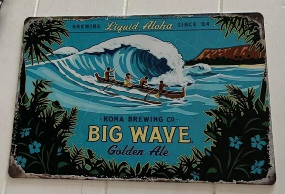 Kona Big Wave Beer Tin Sign: Retro Bar Decor, 8x12 Metal Wall Art - Etsy