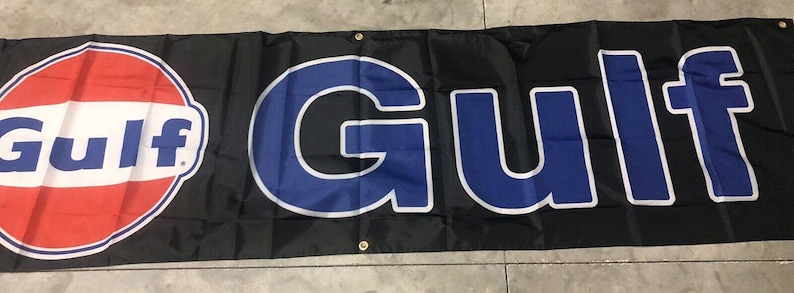 Gulf Oil Banner – 2x8ft – Classic Racing Design - Etsy