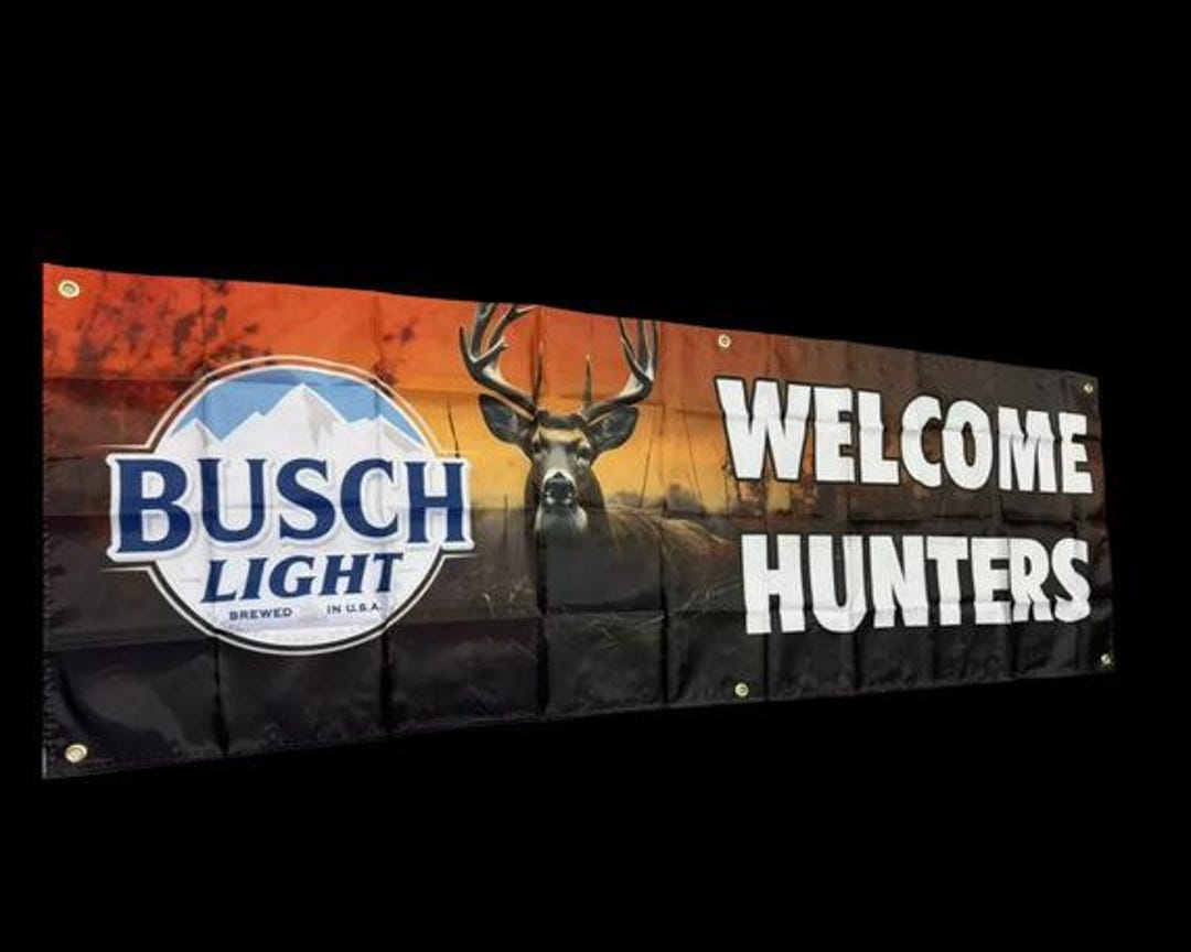 Light “welcome Hunters” Banner – 2×6 Ft Man Cave Sign, Hunting Cabin ...