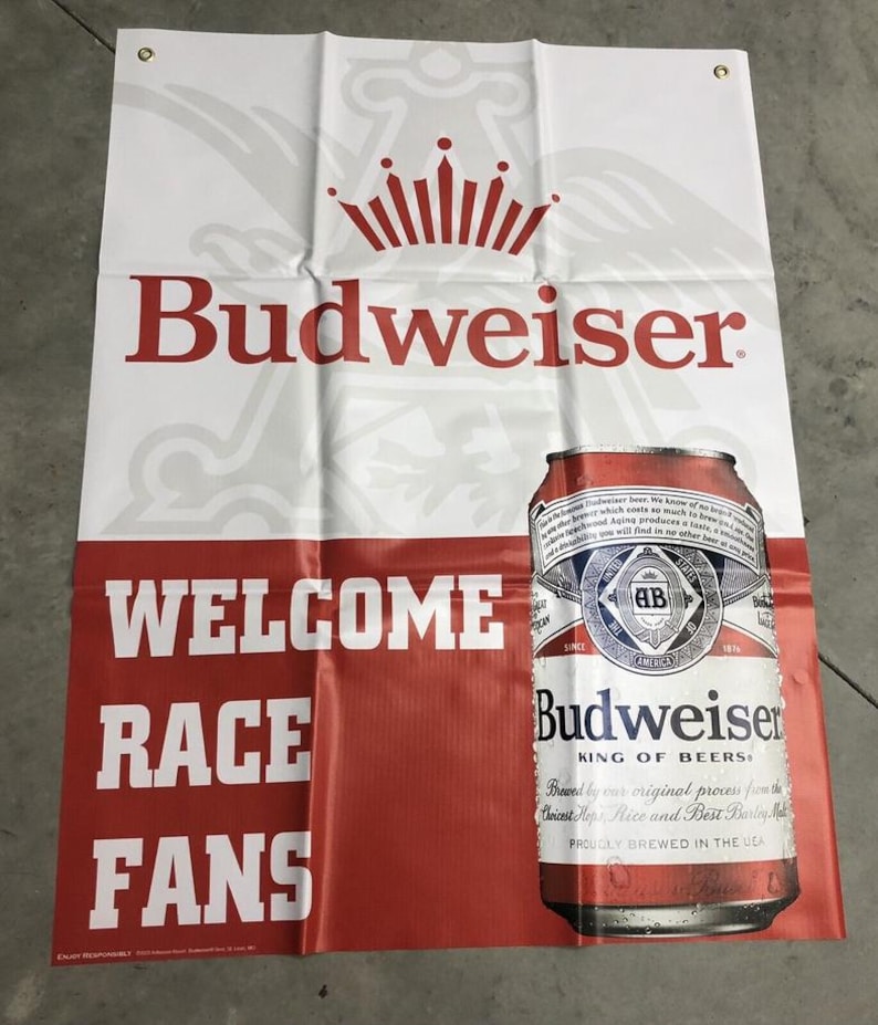Vintage Budweiser Racing Banner: NASCAR Garage Bar Decor (2x4 Ft) - Etsy