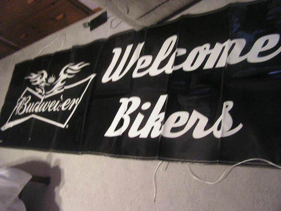 Budweiser Welcome Bikers Banner – 3x10ft – Rare Bar & Man Cave Decor ...