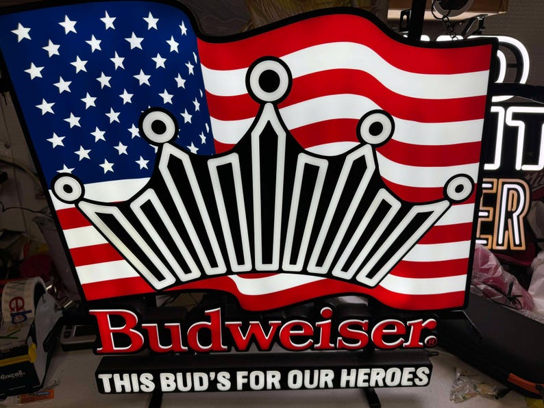 Budweiser "this Bud’s for Our Heroes" LED Sign – 22"x22" – Patriotic ...