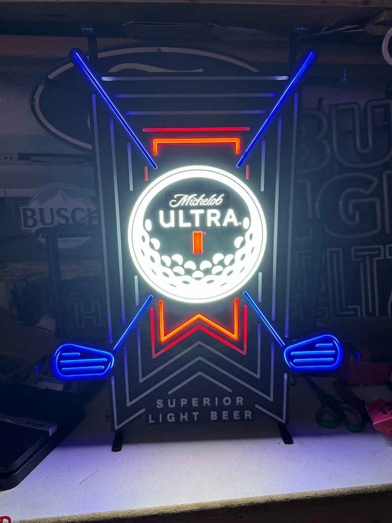 Michelob Ultra Golf LED Sign: Animated Beer & Golf Decor (24"x19") - Etsy