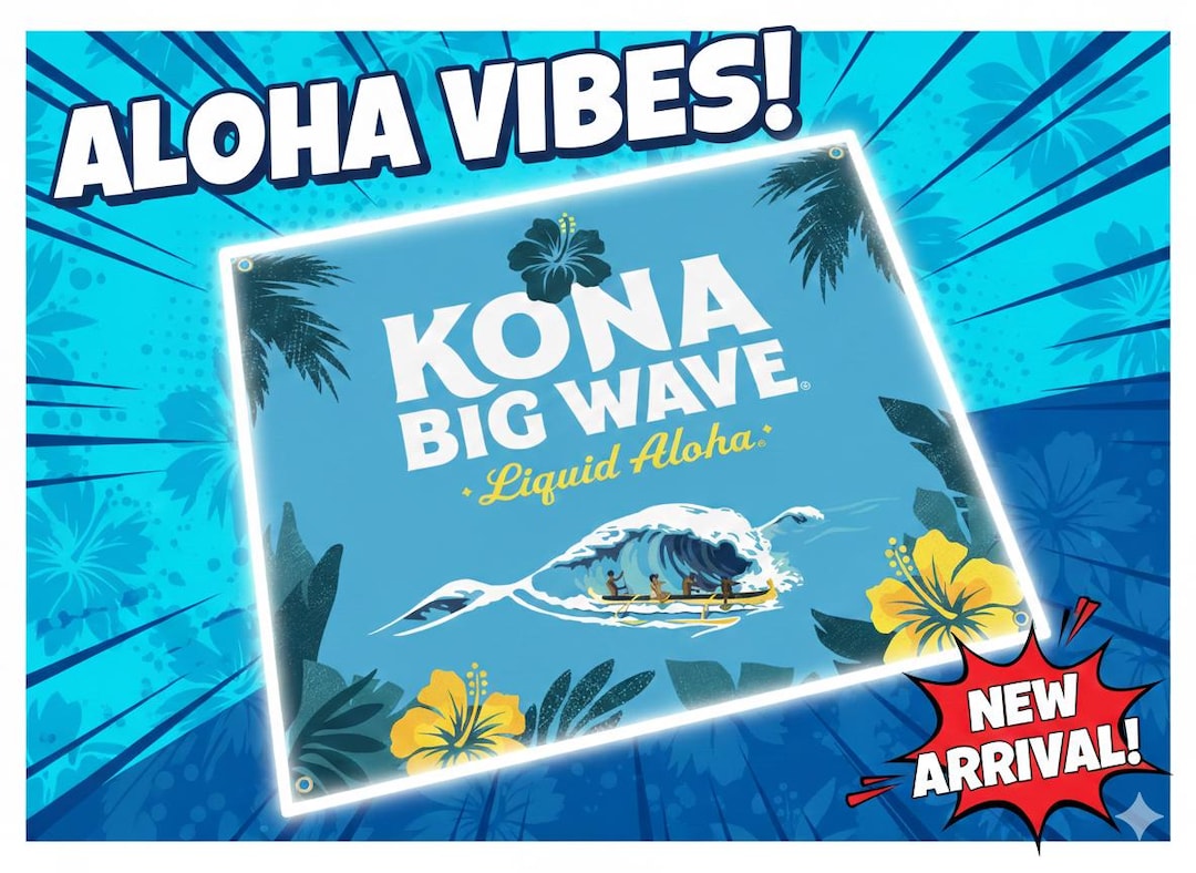 Kona Big Wave Banner 42x36 Tropical Beer Banner | Beach Bar Decor ...