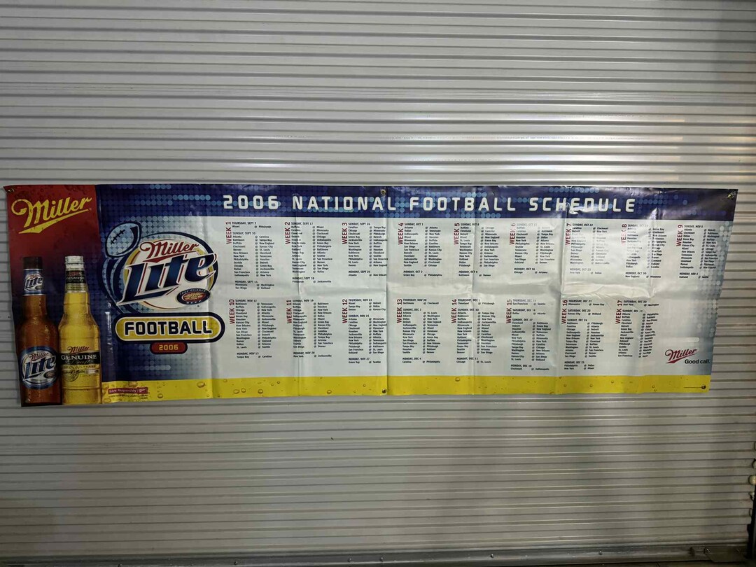 Vintage 2006 Miller Lite NFL Banner: 3x10 Ft. Man Cave Sports Decor - Etsy