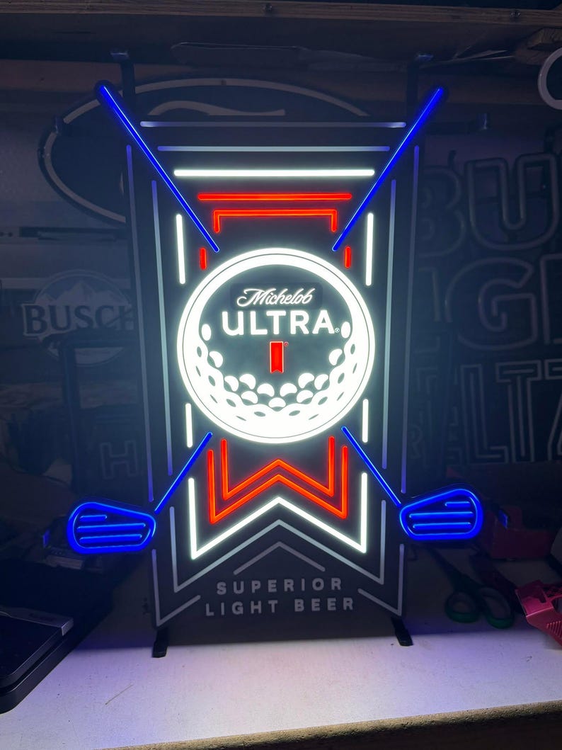 Michelob Ultra Golf LED Sign: Animated Beer & Golf Decor (24"x19") - Etsy