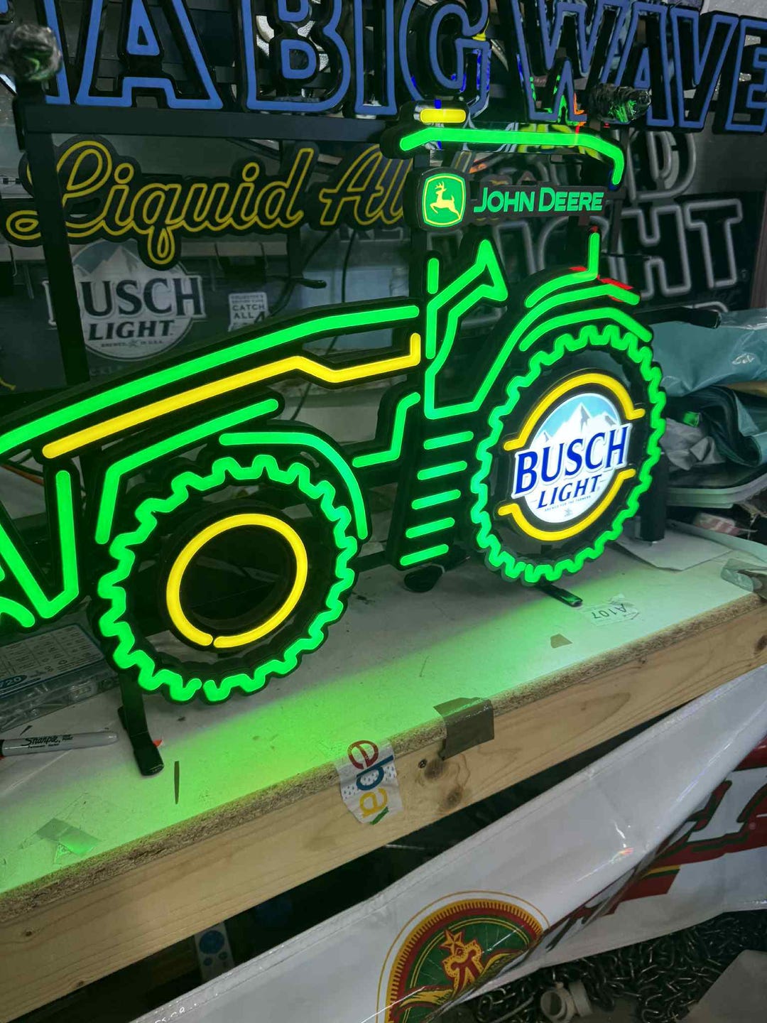 Busch Light John Deere Tractor LED Neon Sign 29x18 Farm Bar Mancave ...
