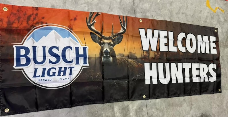 Light “welcome Hunters” Banner – 2×6 Ft Man Cave Sign, Hunting Cabin ...