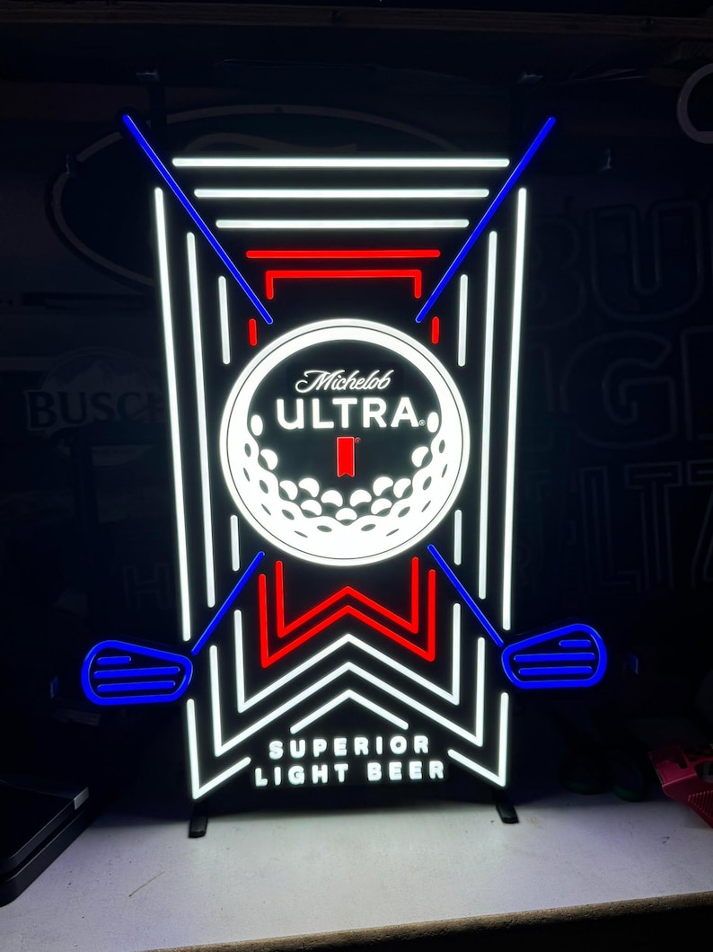 Michelob Ultra Golf LED Sign: Animated Beer & Golf Decor (24"x19") - Etsy