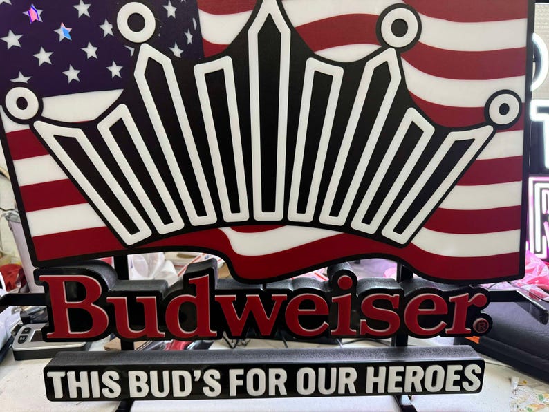 Budweiser "this Bud’s for Our Heroes" LED Sign – 22"x22" – Patriotic ...