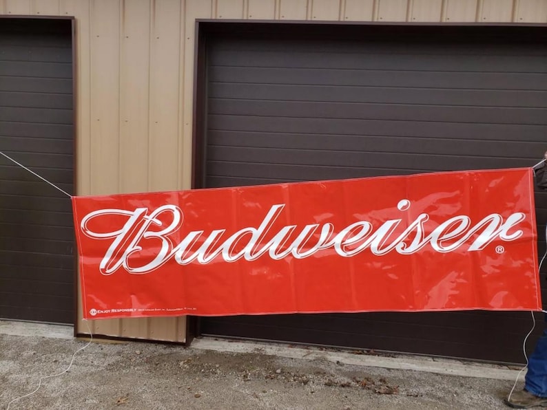 Budweiser Logo Banner 3x10 Beer Sign, Bud Bar Wall Decor, Large ...