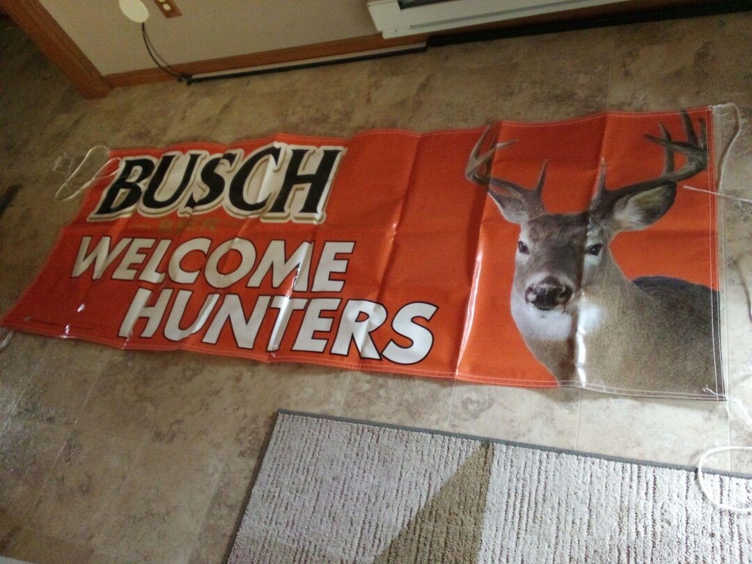 Rare Old-style Orange Busch Beer "welcome Hunters" Banner – 3x8ft! - Etsy