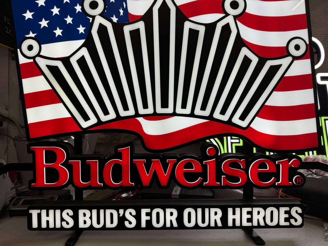 Budweiser "this Bud’s for Our Heroes" LED Sign – 22"x22" – Patriotic ...