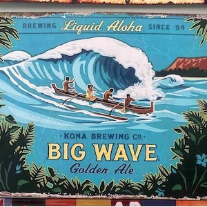 Kona Big Wave Beer Tin Sign: Retro Bar Decor, 8x12 Metal Wall Art - Etsy
