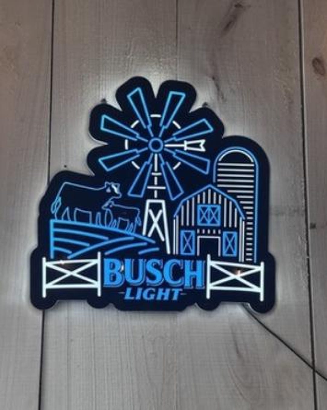 Last One! Busch Light Light Agriculture LED Neon Sign – Barn Cow ...