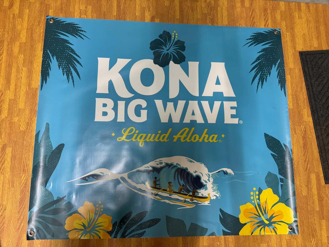 Kona Big Wave Banner 42x36 Tropical Beer Banner | Beach Bar Decor ...