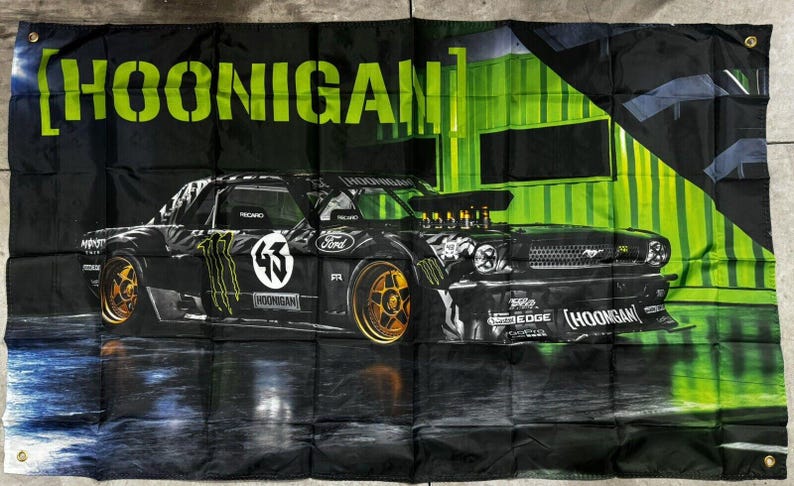 Hoonigan Racing Flag 3x5ft - Garage Wall Art - Man Cave Decoration - Etsy