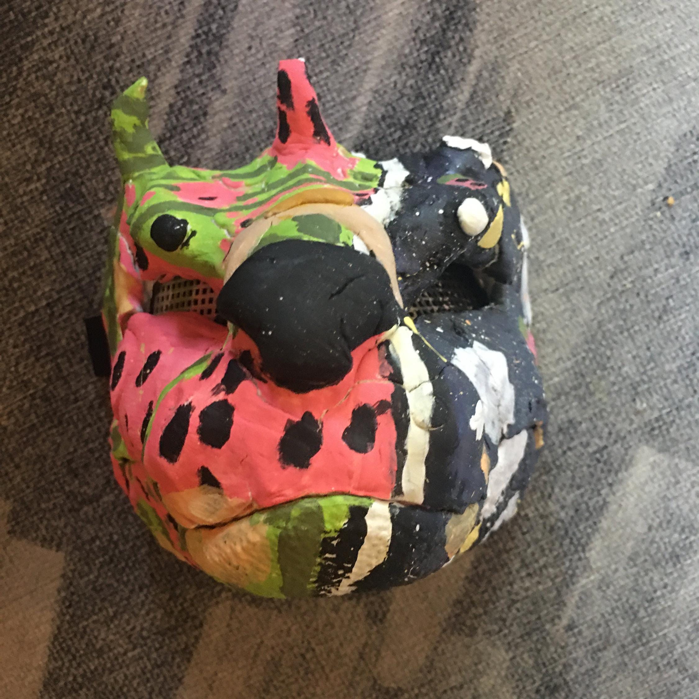 Clay Watermelon/space Dino Mask - Etsy