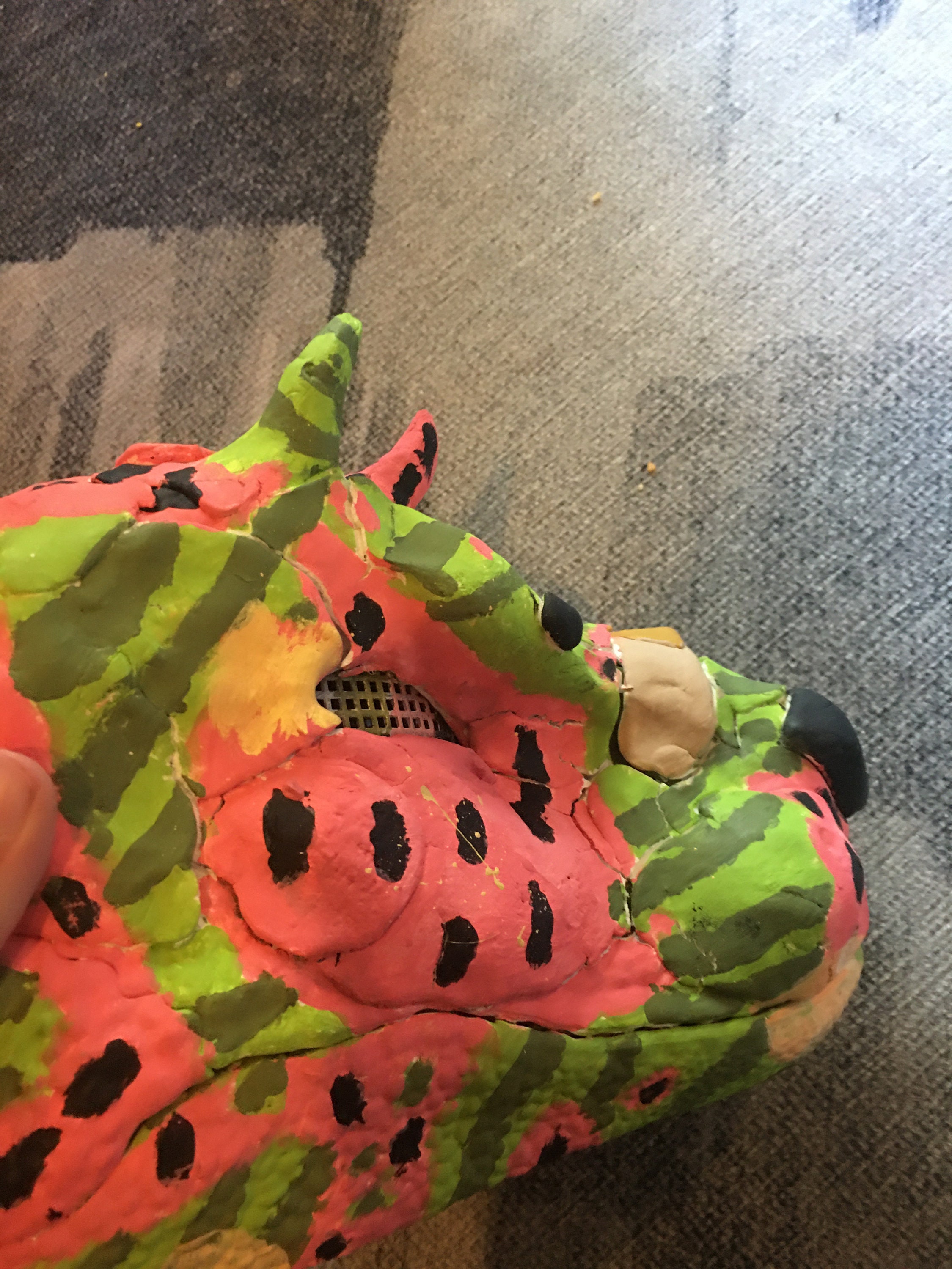 Clay Watermelon/space Dino Mask - Etsy