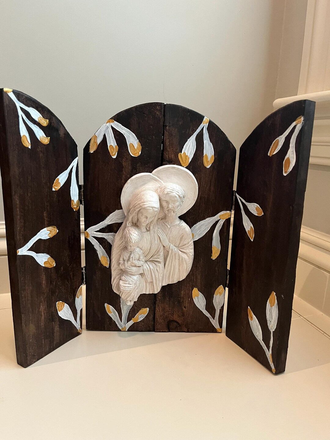 Catholic Triptych Wooden Shrine-immaculate Conception Holy Family ...