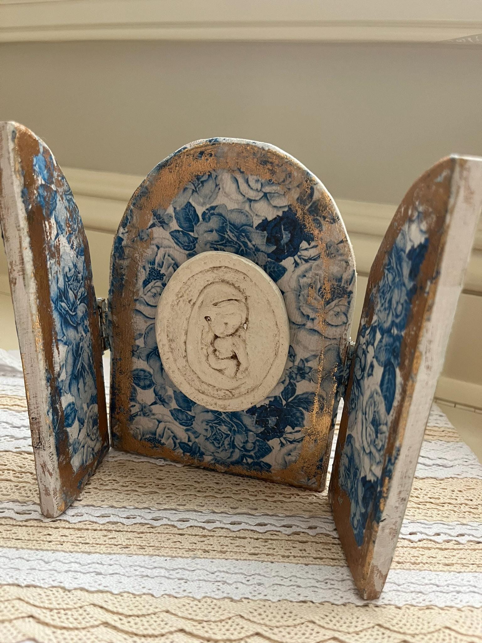 Virgin Mary Sacred Heart Religious Art-catholic Icon-catholic Triptych ...