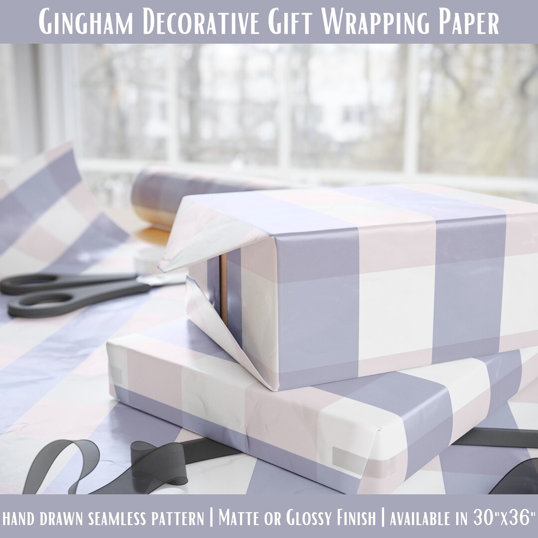 Decorative Gingham Gift Wrapping Paper Pink Purple Checkered Gift ...