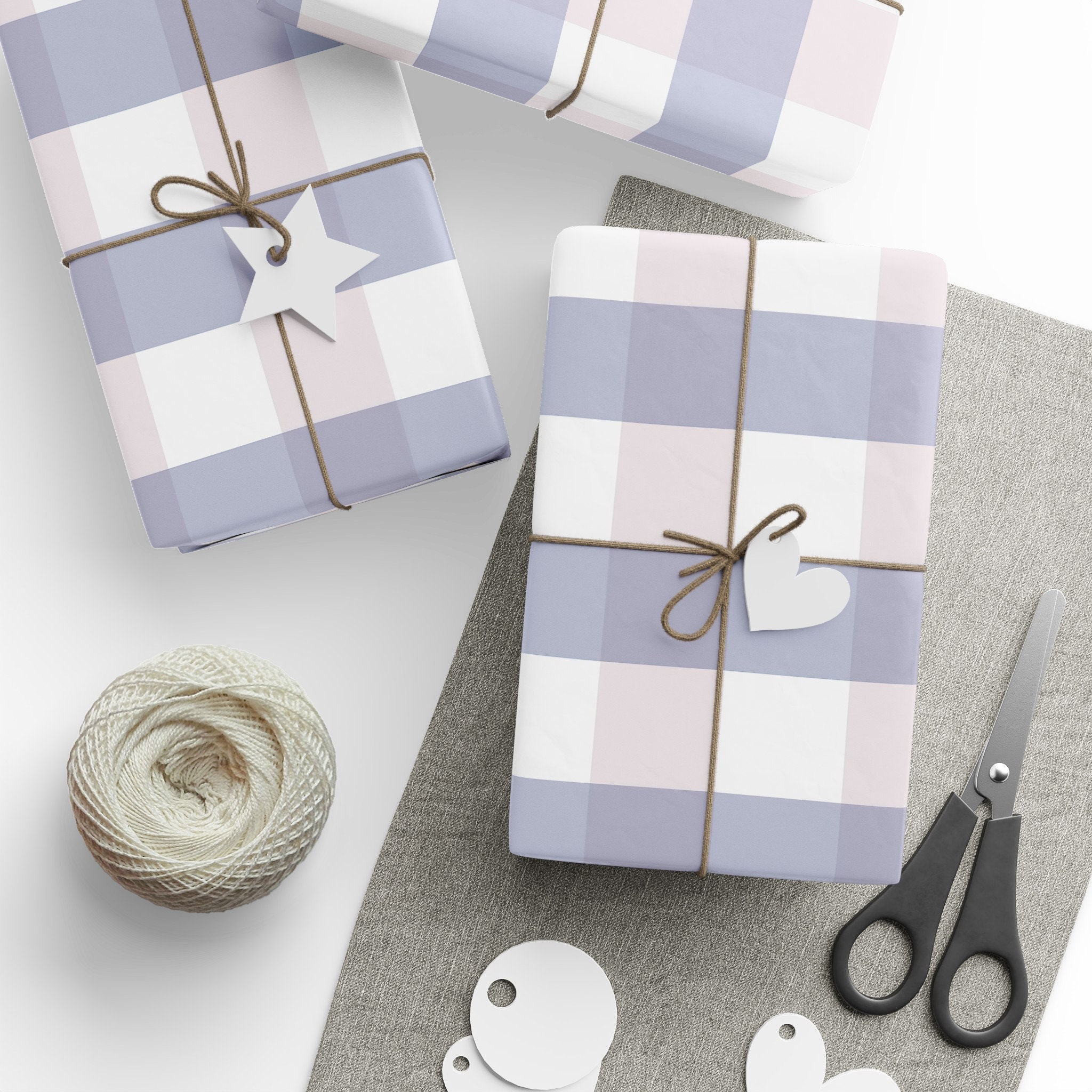 Decorative Gingham Gift Wrapping Paper Pink Purple Checkered Gift ...