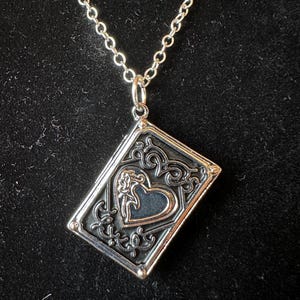 Silver, Book Heart Locket Necklace - Etsy