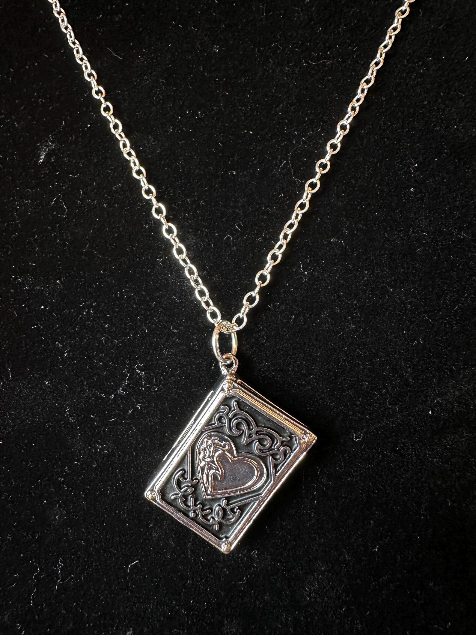 Silver, Book Heart Locket Necklace - Etsy