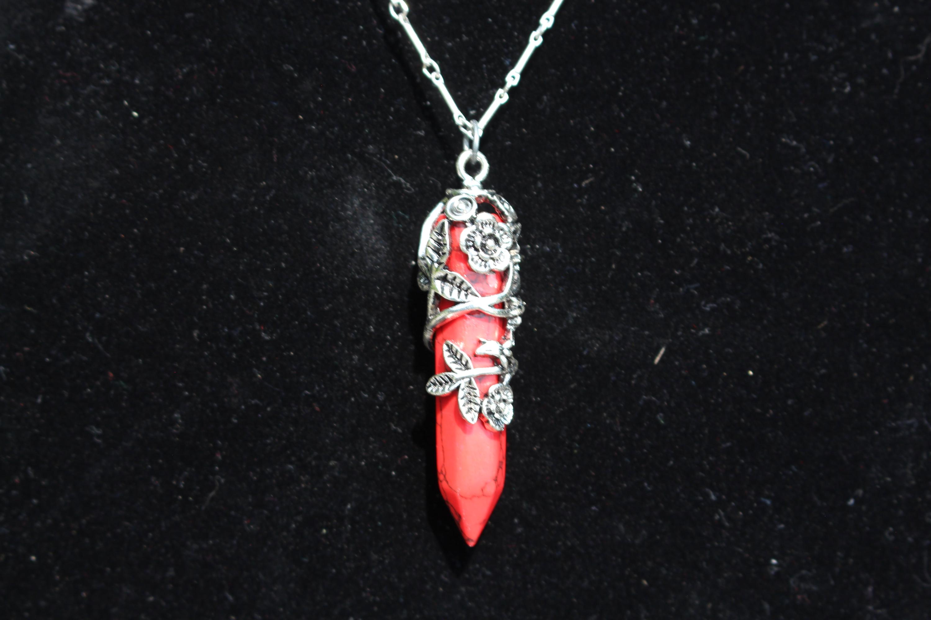 Red Encassed Crystal Necklace - Etsy